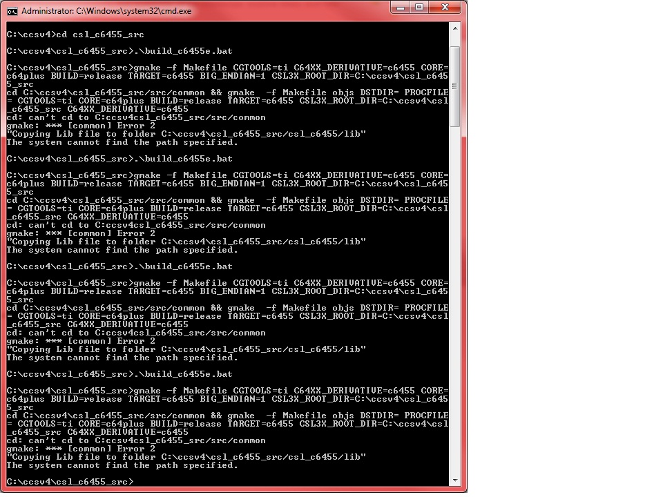 Problem Building Tms320c6455 Cslchip Support Library Processors