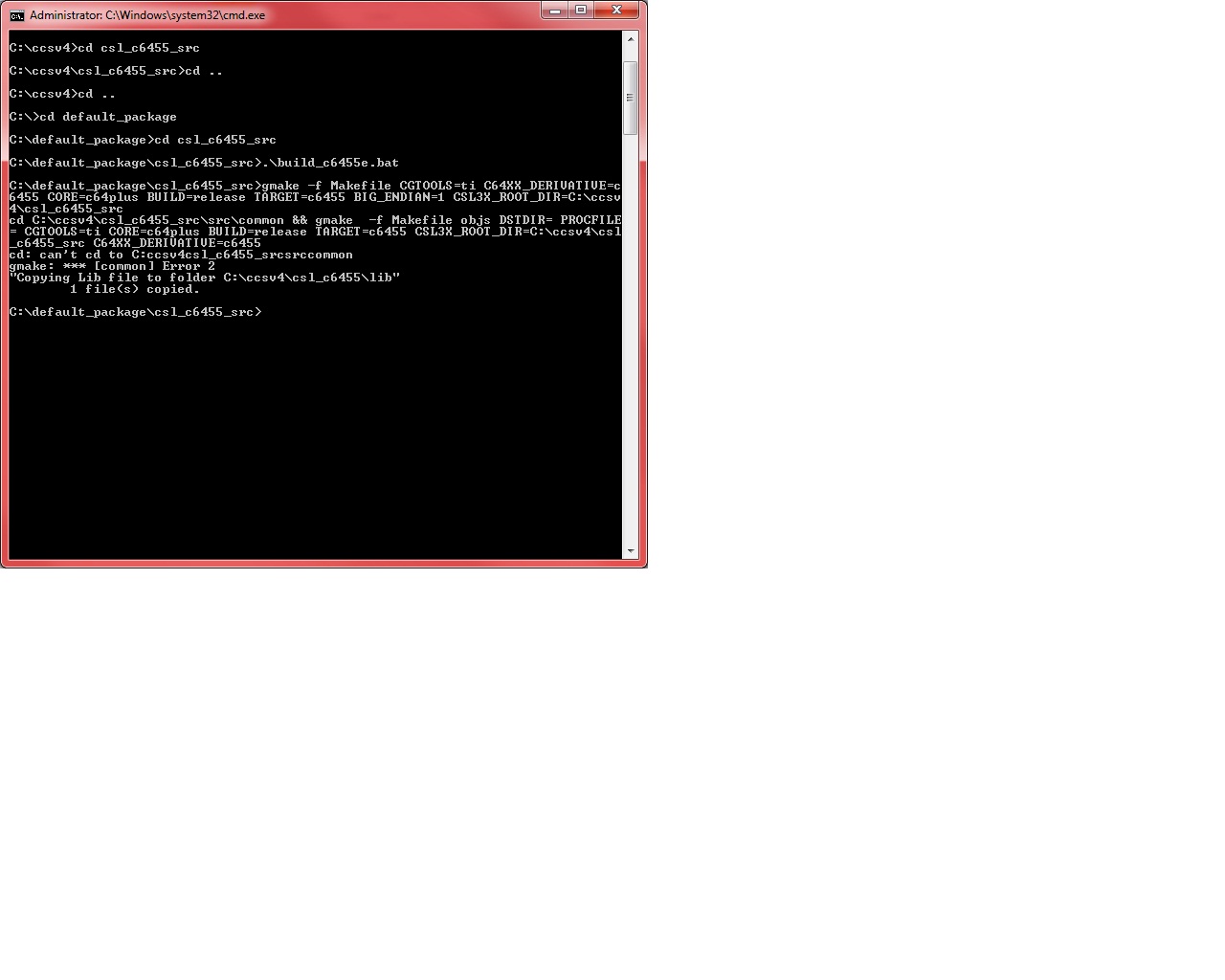 Problem Building Tms320c6455 Cslchip Support Library Processors Forum Processors Ti E2e