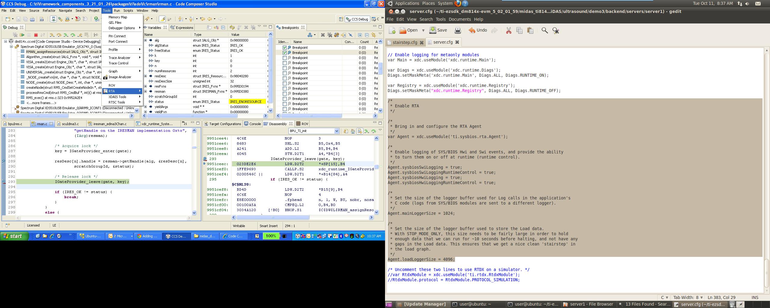 Rta Tool To Debug Dsp Side Code Of An Armdsp Application Code