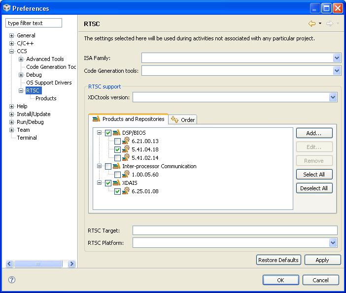 RTSC Config Winodow not functioning properly? - Code Composer Studio forum - Code Composer ...