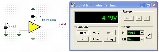 what is the maximum output voltage of OPA820 in this circuit? - Amplifiers forum - Amplifiers ...