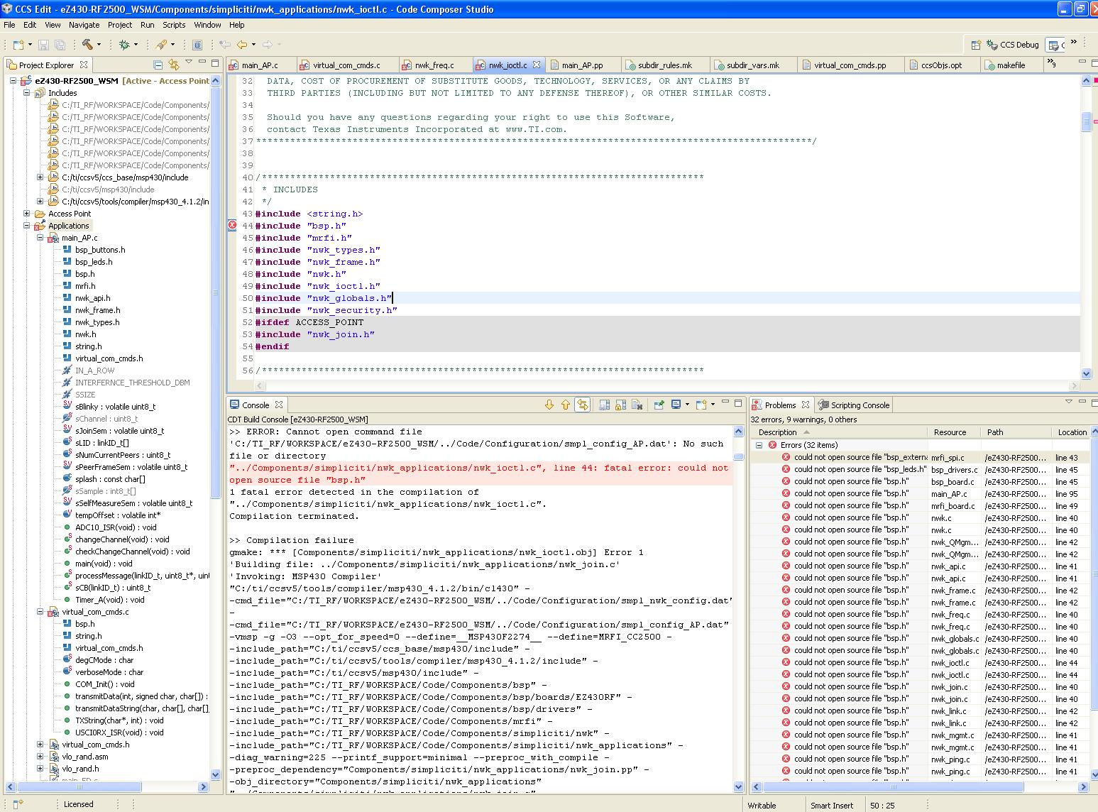Ez430 Rf2500 Wsm Project Importing In Ccs V5 Issue Sub 1 Ghz Forum
