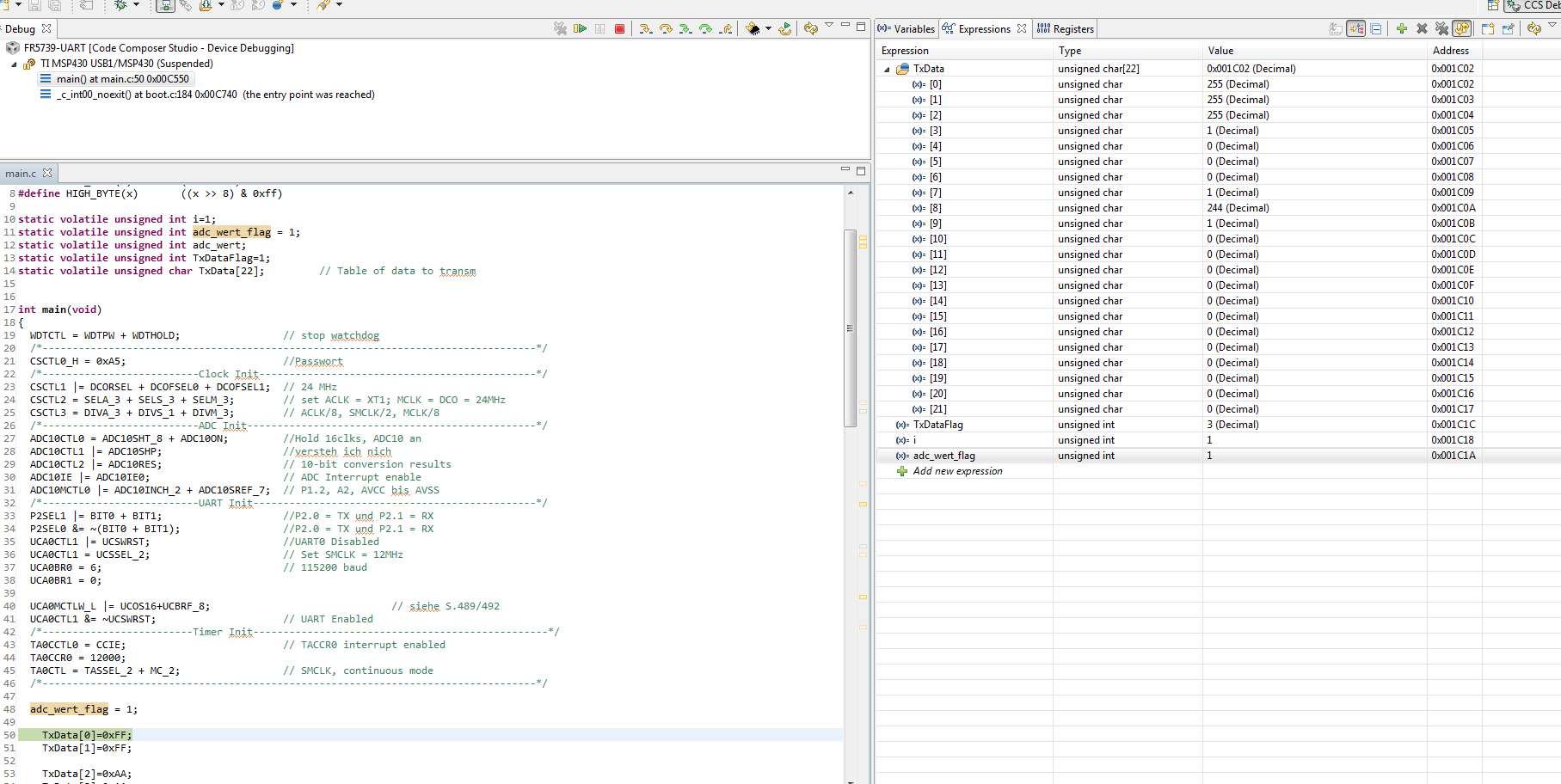 Msp430fr5739 Variable Gets Resetted After Or Randomly Set Msp Low Power Microcontroller Forum