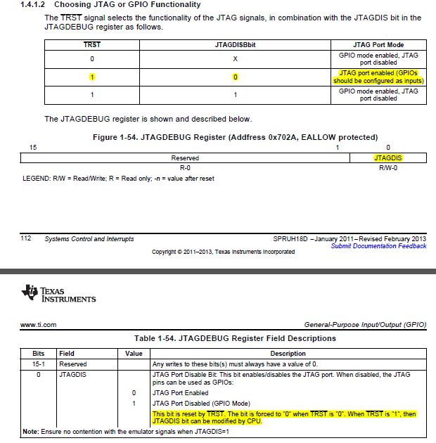 F28069 Gpio Shared With Jtag C2000 Microcontrollers Forum C2000™︎