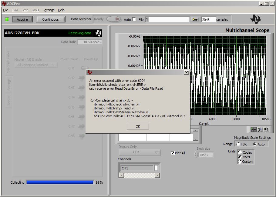 Adcpro Errors During Data Loading From Ads1278 Data Converters Forum Data Converters Ti