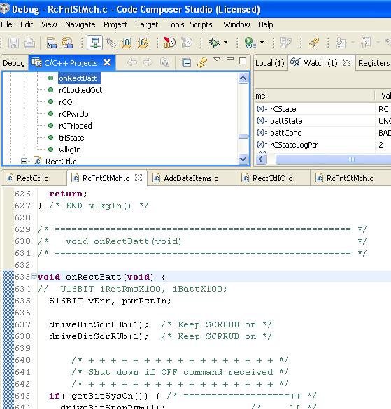 Meaning of blue hatch bar in debugger of CCSv4 - Code Composer Studio forum - Code Composer ...