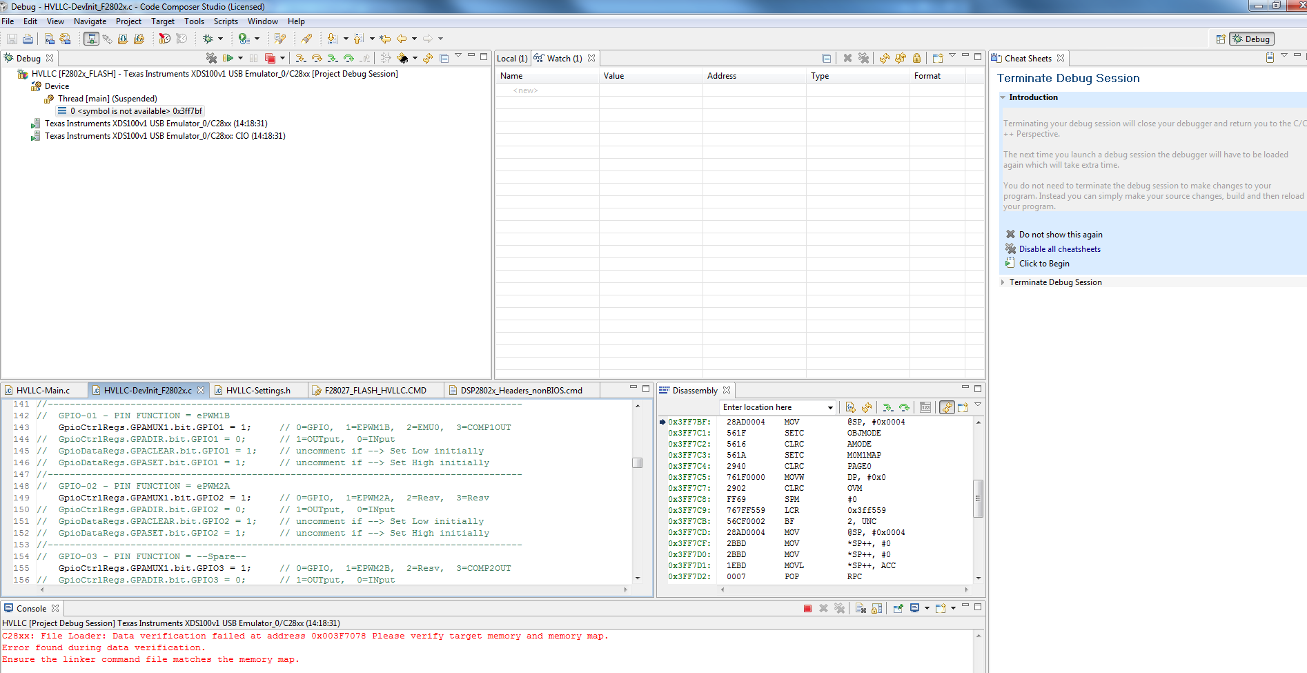 F28027 - data verification error during flashing - Code Composer Studio forum - Code Composer ...