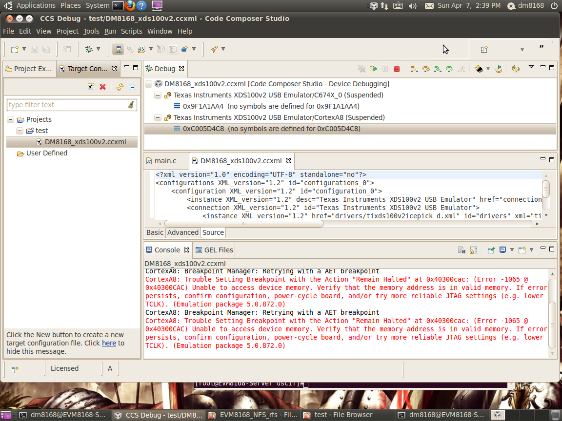 CCS5.3: Could not connnect to Cortex-M3VPSS in DM8168 - Code Composer Studio forum - Code ...