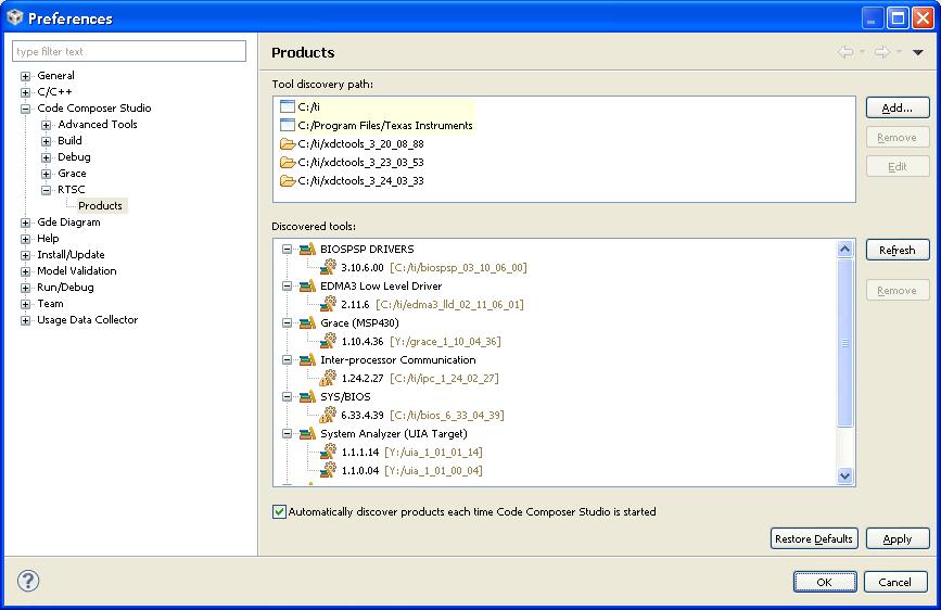 No XDC tools are currently install... creating a project of this type. - Code Composer Studio ...