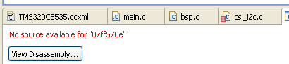 Trouble in using CCSV5, USB560M Emulator to trace C5535 DSP based application - Code Composer ...