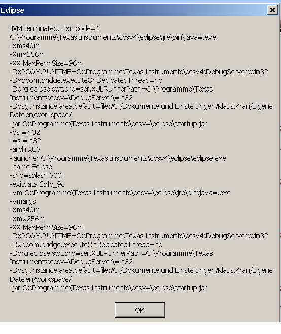 Abort And Error Message When Debbuging Ccs V42500005 Code Composer