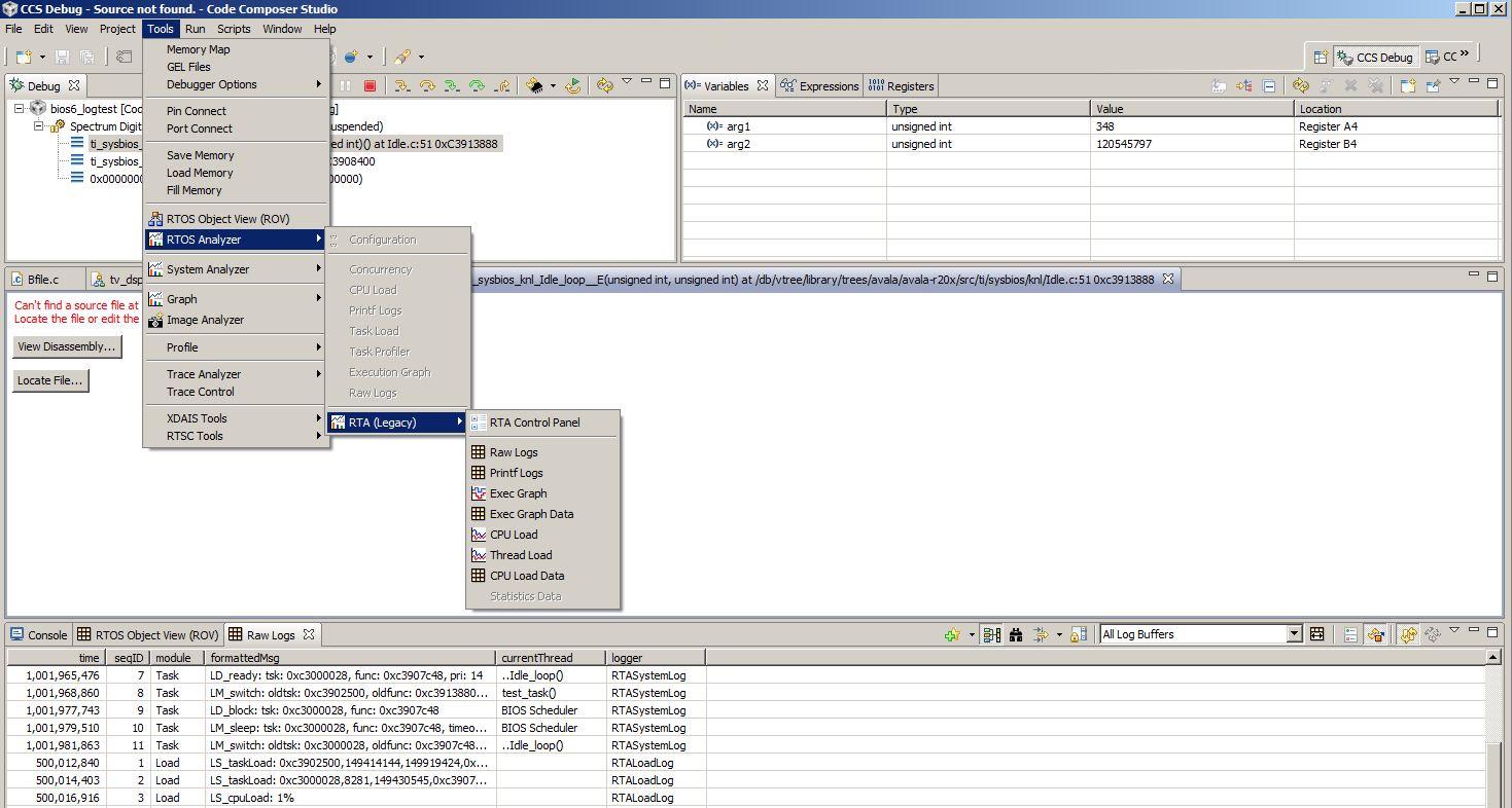 Rtos Analyzer And Rta Legacy Menu Grayed Out In Ccs 53000090