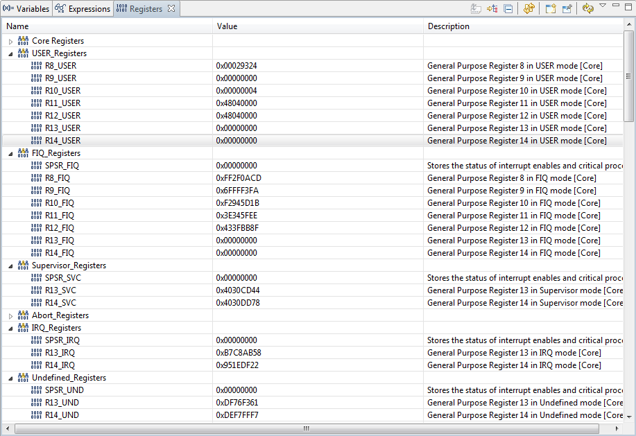 System And User Mode Registers Are Missing In Ccs Debugger When In Other Mode Code Composer