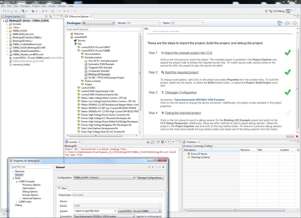 Help running simple executable on F28069 Piccolo controlSTICK - C2000 microcontrollers forum ...