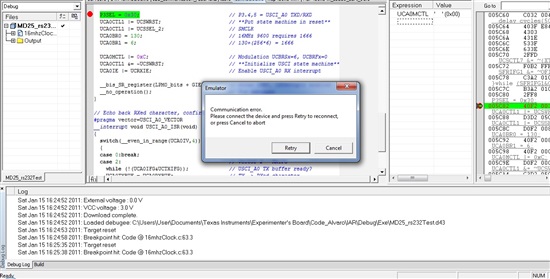 FET430UIF Error: Could not find device (or device not supported) - MSP low-power microcontroller ...