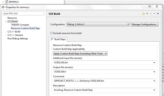 CCSv5 Custom Build Steps - Code Composer Studio forum - Code Composer Studio™︎ - TI E2E support ...