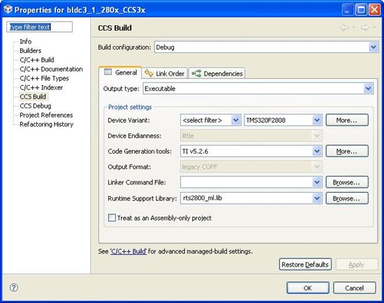 Linking Issues TMS320F2808 CCS4.1.2.00027 - C2000 microcontrollers forum - C2000™︎ ...