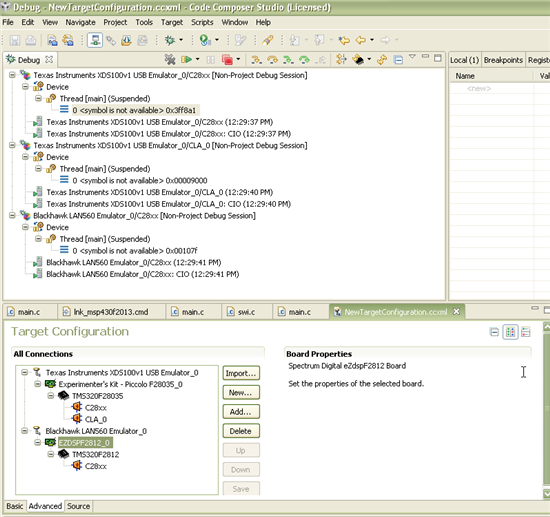 CCSv4 Multiple projects debug - Code Composer Studio forum - Code Composer Studio™︎ - TI E2E ...