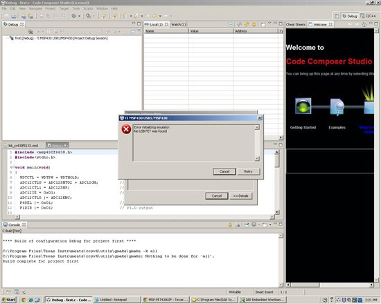 Urgent!!!!! Problem while debugging in MSP430F6638 chip using MSP-FET430UIF USB - MSP low-power ...