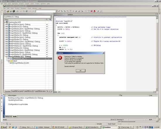 Urgent!!!!! Problem while debugging in MSP430F6638 chip using MSP-FET430UIF USB - MSP low-power ...