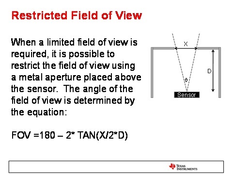 Narrowing field of view of TMP006 - Sensors forum - Sensors - TI E2E support forums
