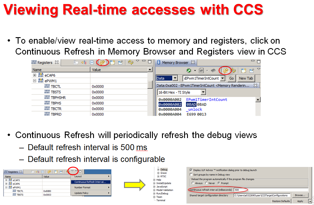 CCS TMS320F28035 F28035 ILLEGAL ISR Due To Continuos Refresh In CCS