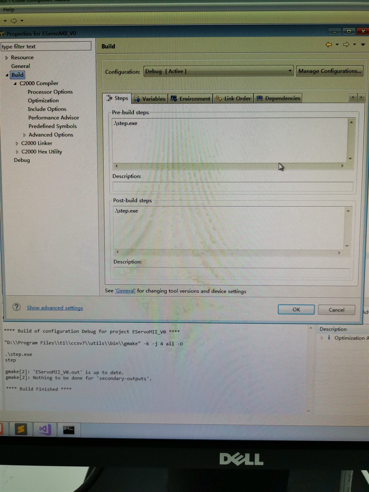 CCS TMS320F28075 Post Build Steps Not Working Code Composer Studio