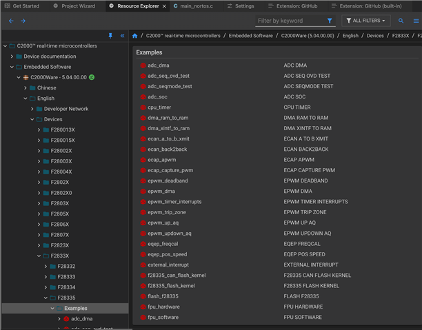 SM320F28335 HT CCS Theia Not Displaying Any Example Projects For