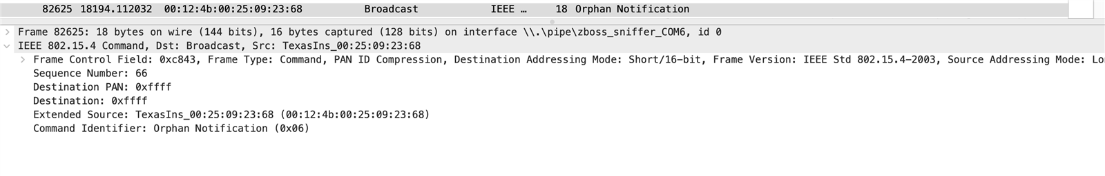 SIMPLELINK CC13X2 26X2 SDK Coordinator Crash When Orphan Notification