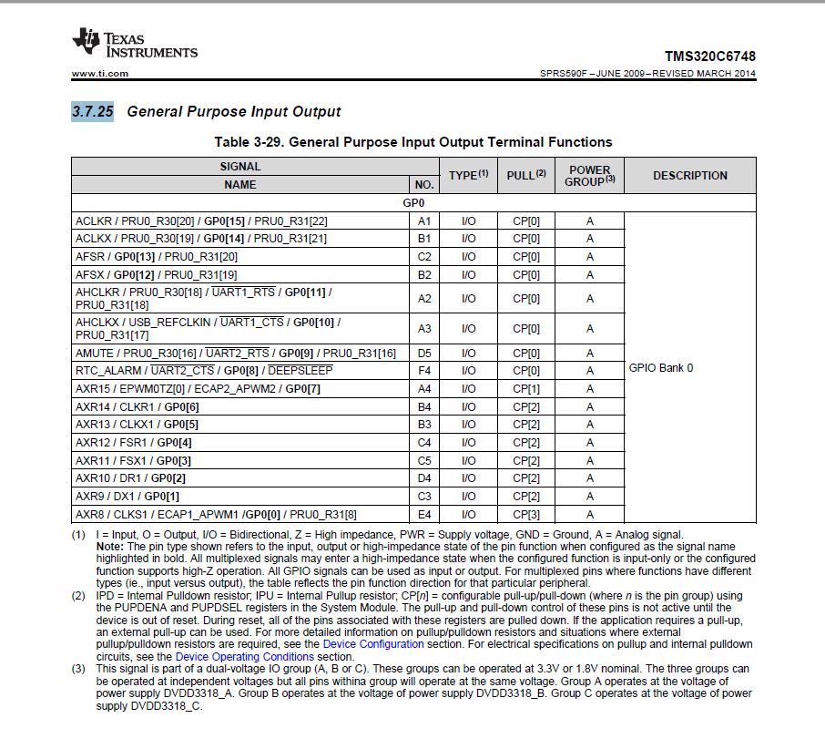 TMS320C6748 GPIO Pin Banks And Pins Hardware Matching Processors