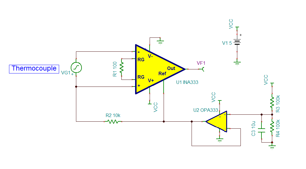 K Type Thermocouple Amplifier Schematic