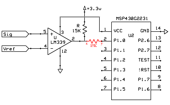 LM339N Comparator into MSP430G2231 - MSP low-power microcontroller ...