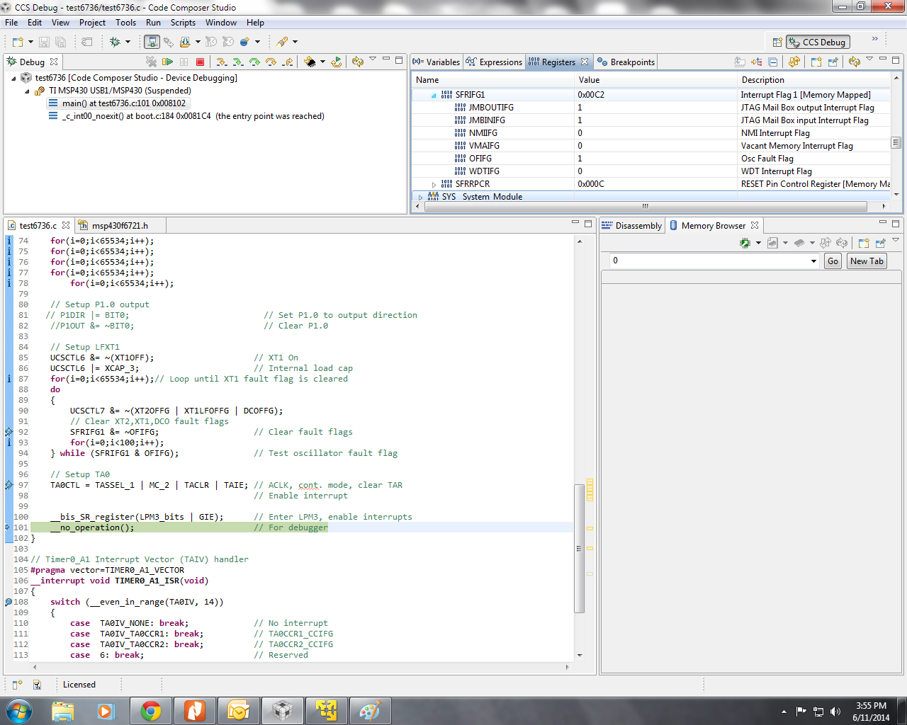 crystal not working in msp430f6721 - MSP low-power microcontroller forum - MSP low-power ...