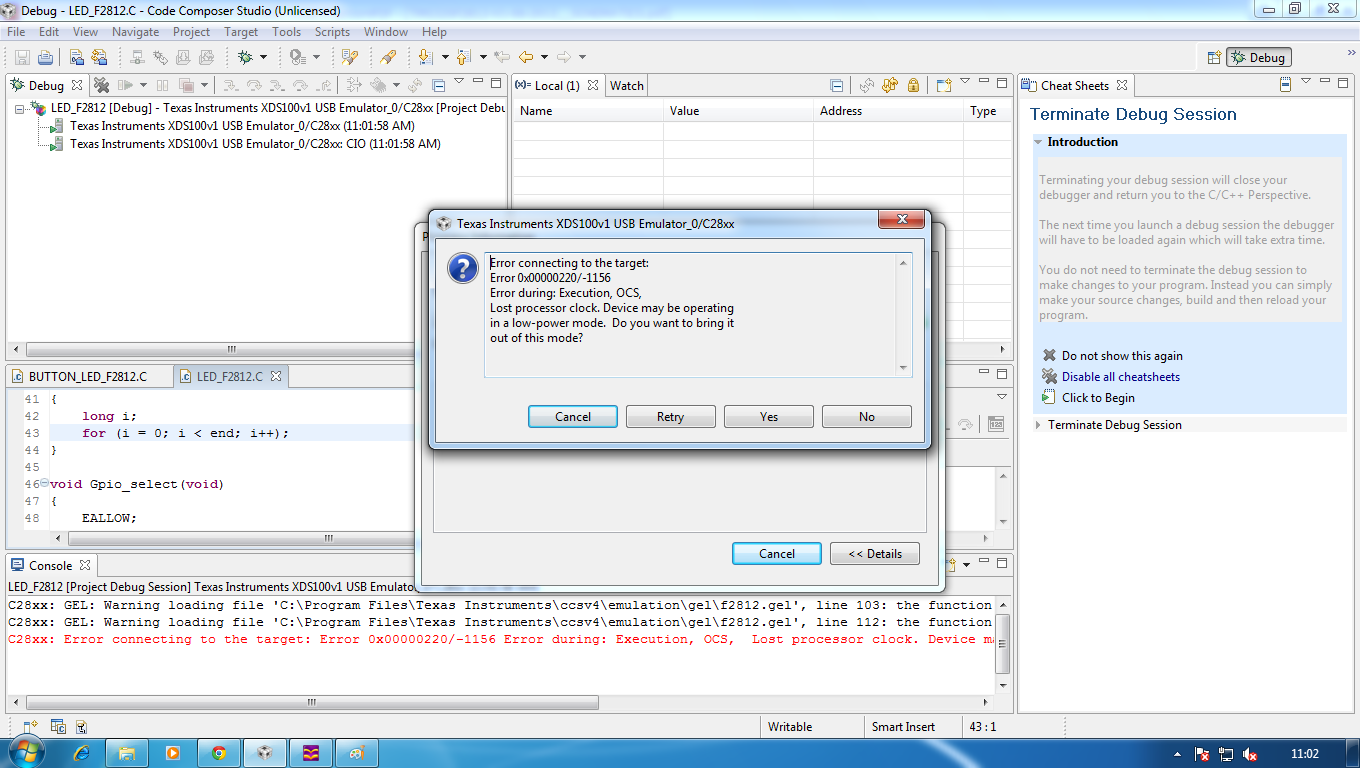 TMS320F2812 kit is getting error while bedug - C2000 microcontrollers forum - C2000™︎ ...