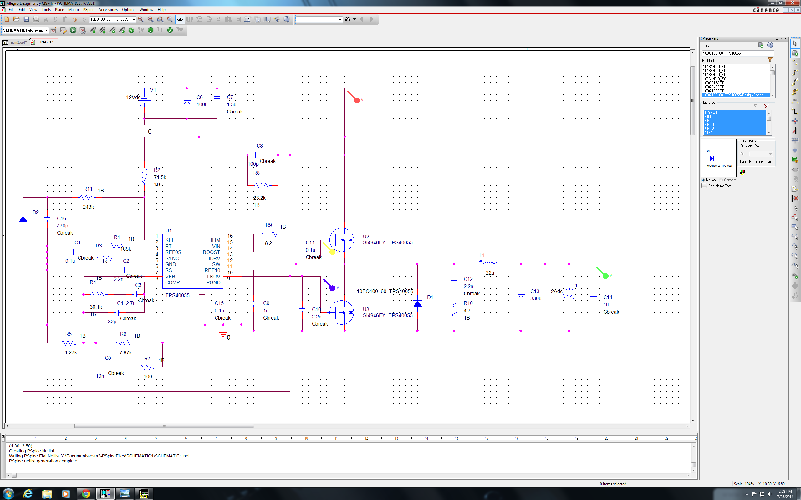 tps40055 pspice in cadence - Simulation, hardware & system design tools forum - Simulation ...