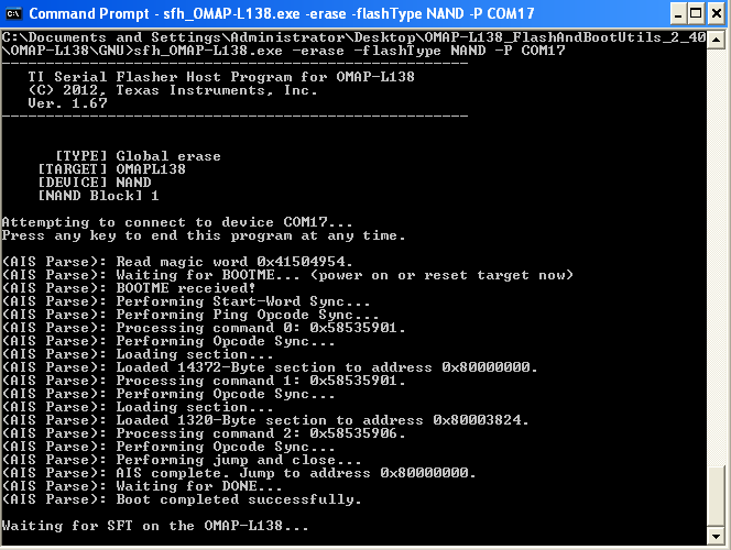 Connection Error While Erasing Nand Using Serial Boot Processors Forum Processors Ti E2e