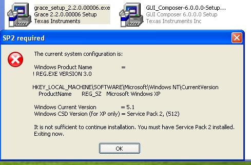 Grace standalone fail install on XP SP2 - Code Composer Studio forum ...