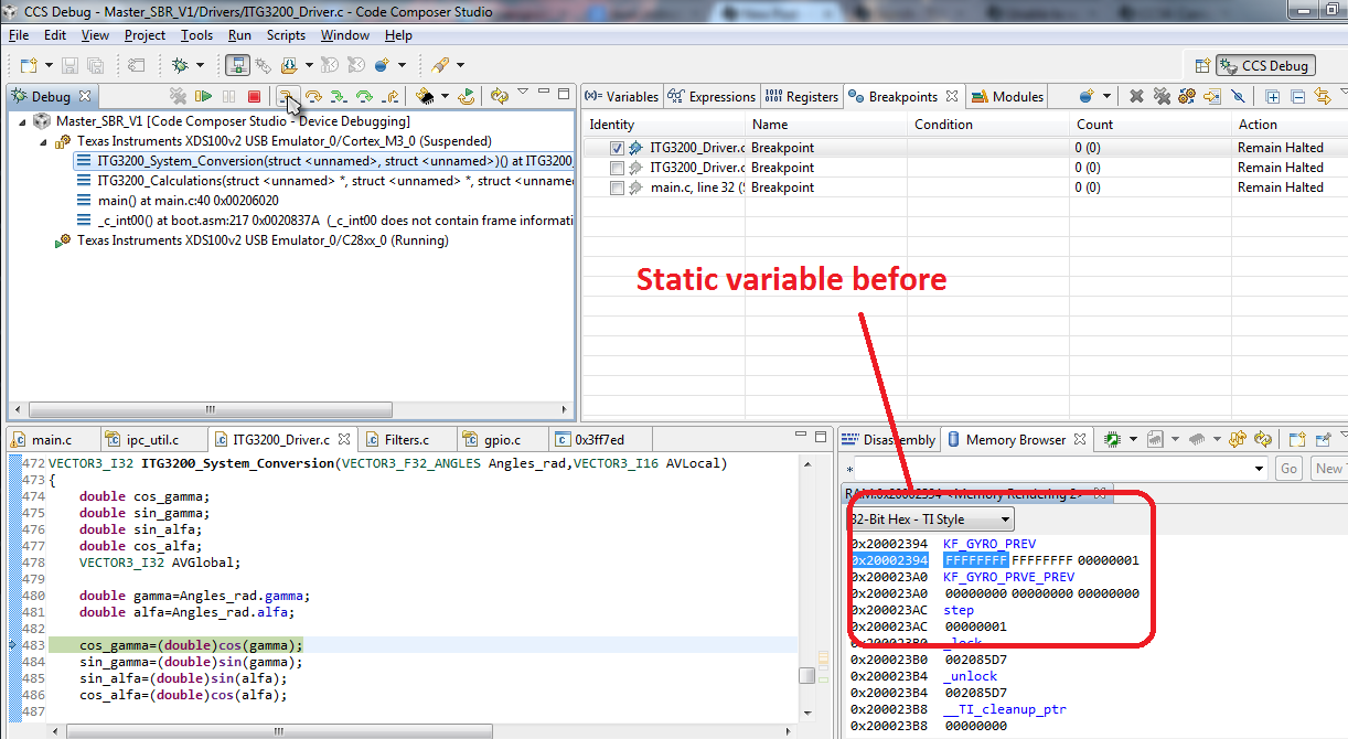 Problem with static variables - Code Composer Studio forum - Code Composer Studio™︎ - TI E2E ...