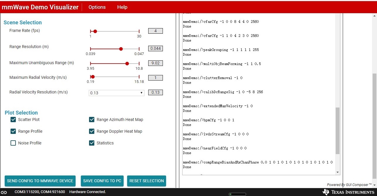 Awr1642boost Ods Config Are Successfully Sent To The Device But No Output Is Shown Sensors