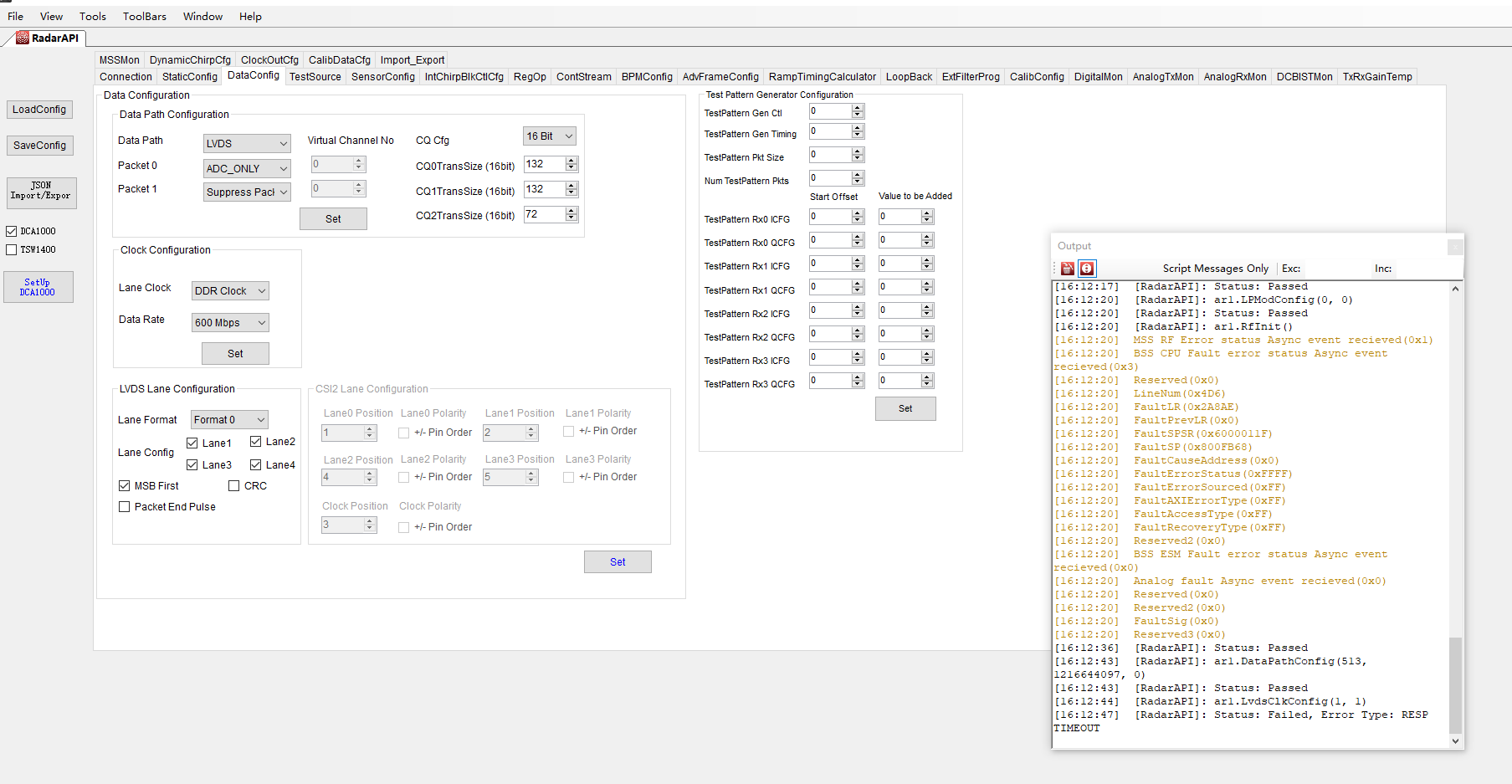 DCA1000EVM： DATACONFIG - Sensors forum - Sensors - TI E2E support forums