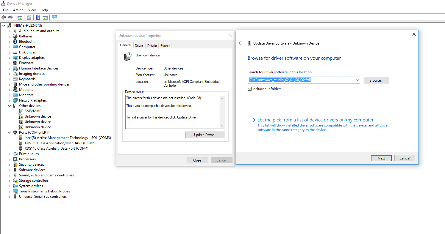 DCA1000EVM: the FTDI drivers not shown in device manger - Sensors forum - Sensors - TI E2E ...