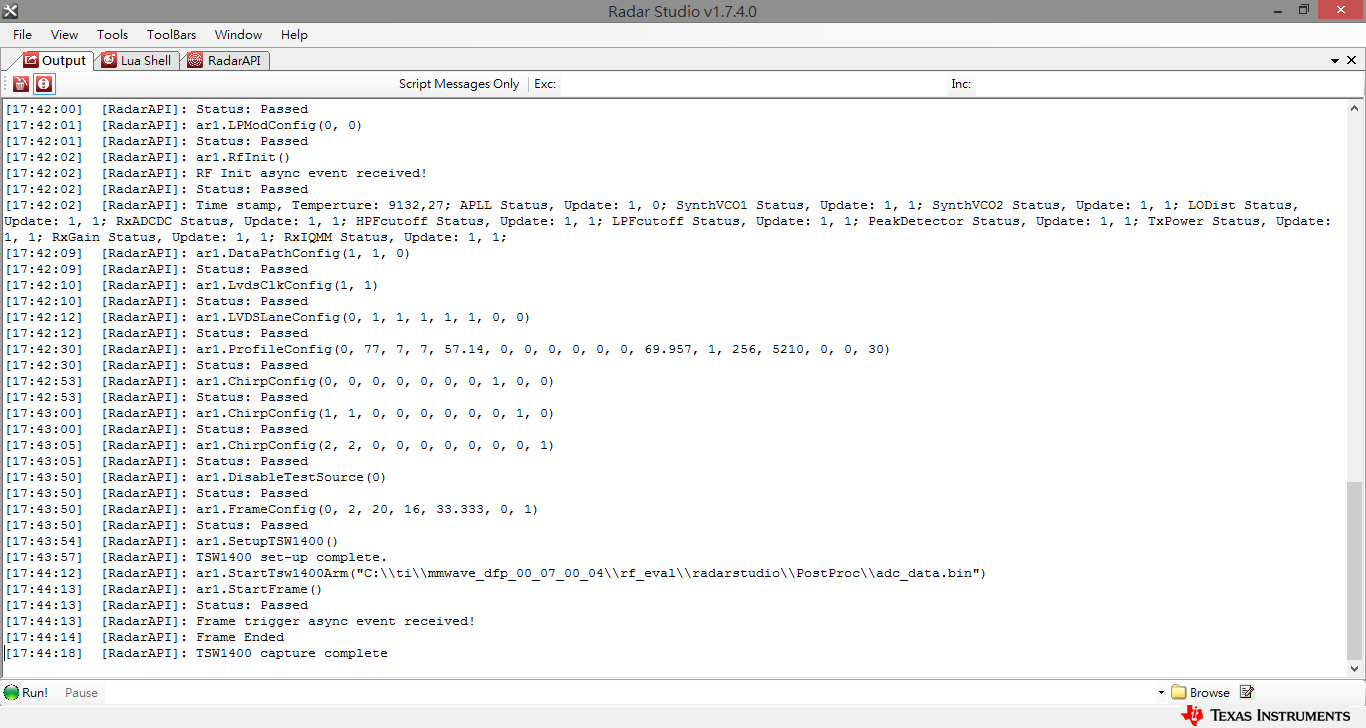 Awr1243boost Precise Timestamp Of Each Initiated Actions When Capturing Mmwave Raw Data Using