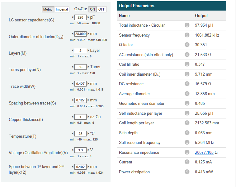 Ldc1101 How To Select The Pcb Coil Parameter Sensors Forum Sensors Ti E2e Support Forums