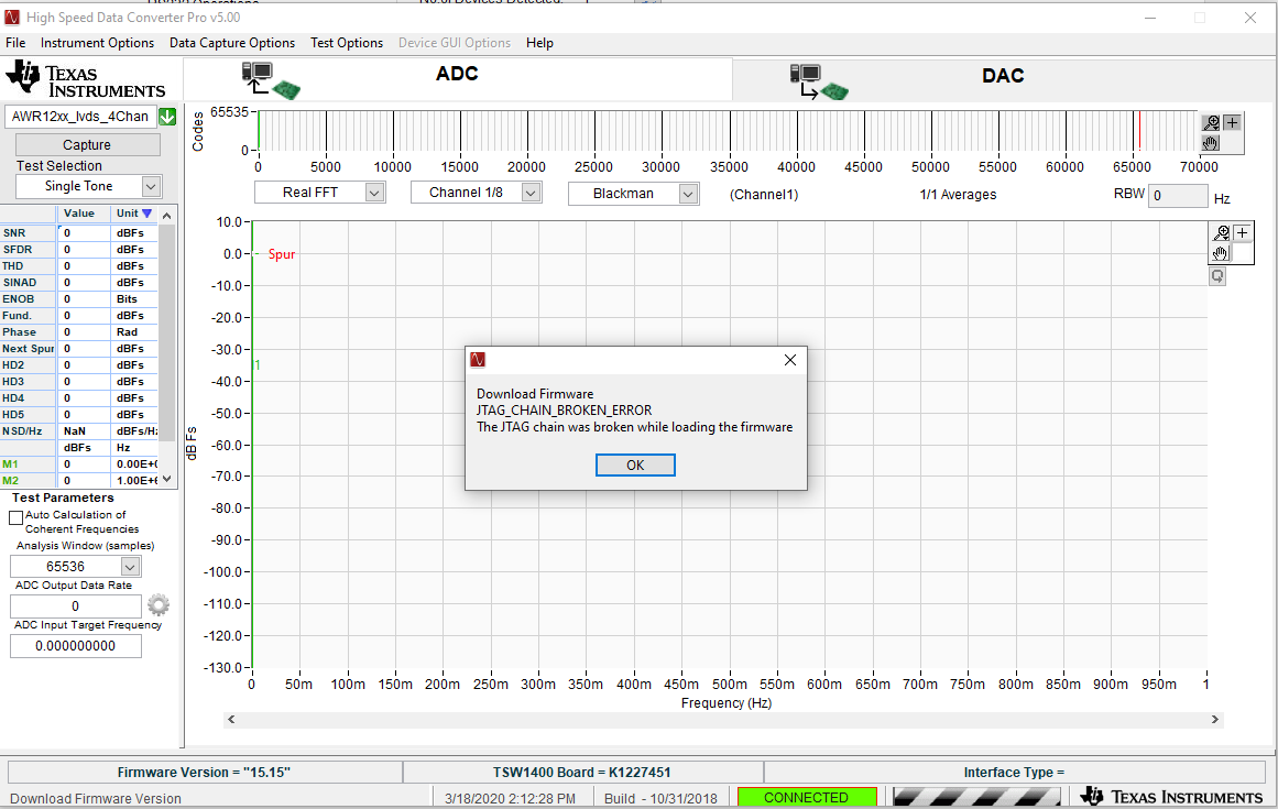 JTAG_CHAIN_BROKEN_ERROR TWS1400 DATA CAPTURE - Sensors forum - Sensors ...