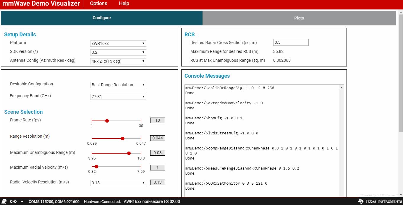 AWR1642BOOST: AWR1642BooSt ES2.0 mmWave Demo Visualizer trouble - Sensors forum - Sensors - TI ...
