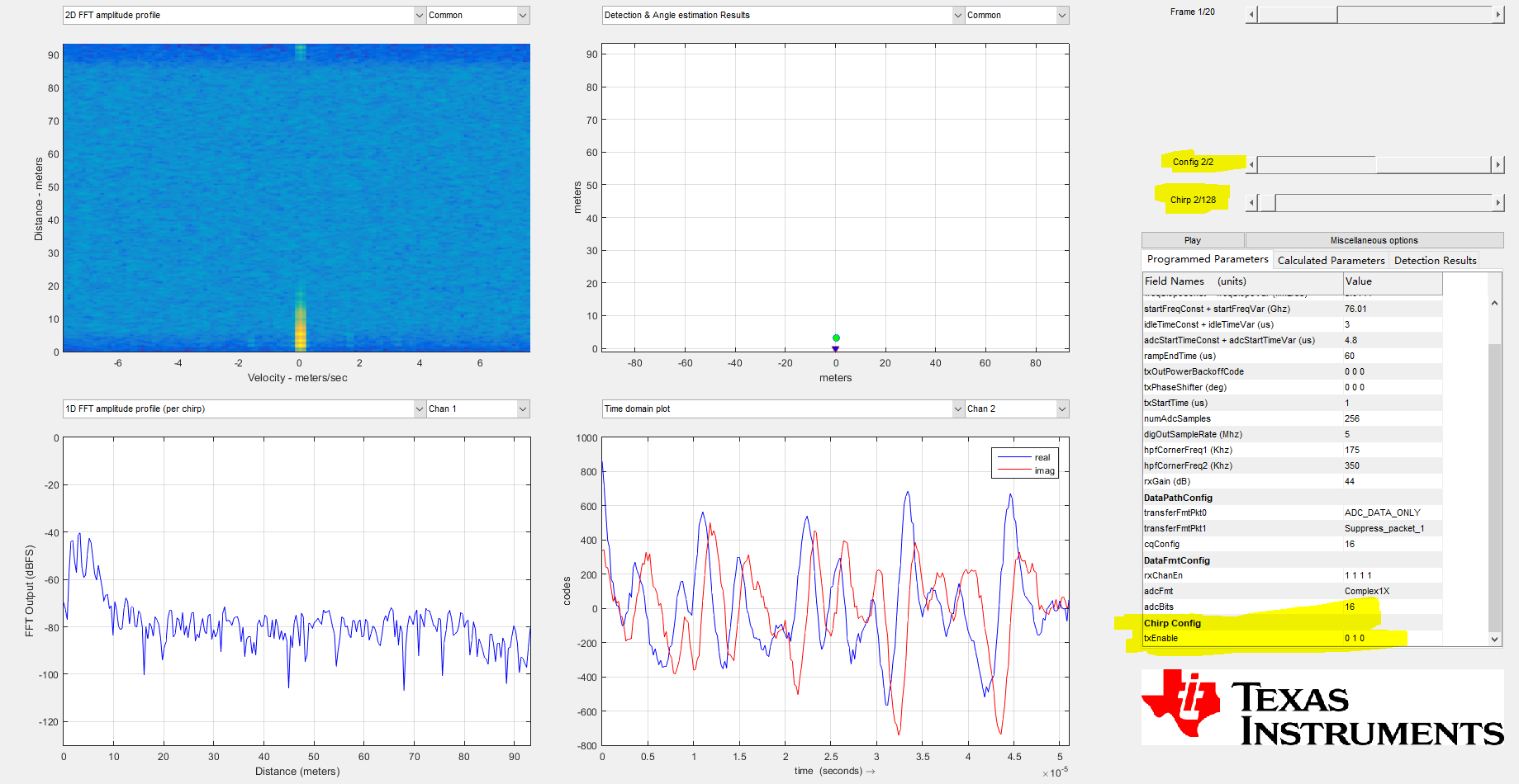AWR1642: Confirm a configuration corresponding to postproc of mmwave studio - Sensors forum ...