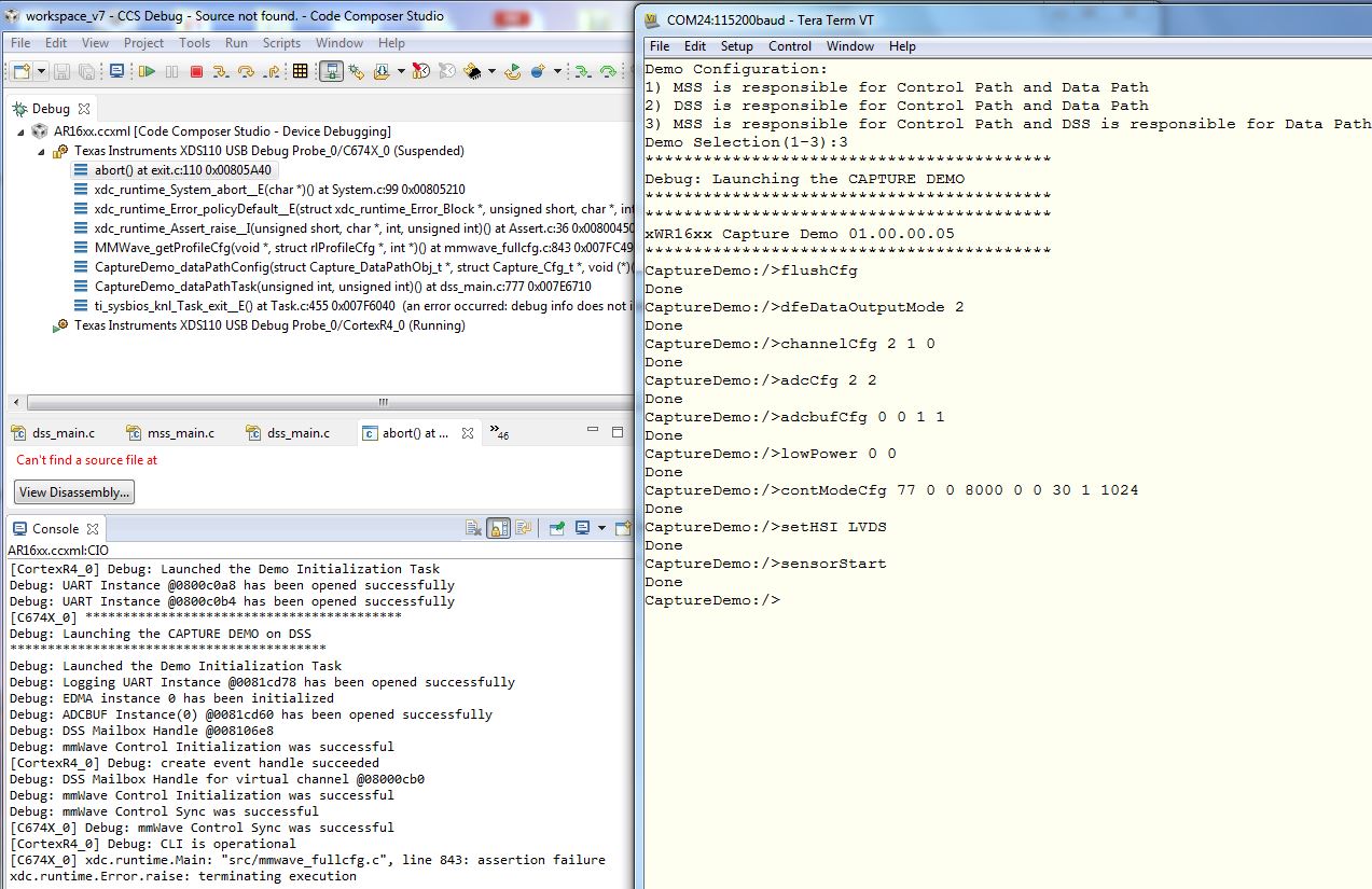 Iwr1642 Met Error When Using Config In Capturedemoscriptlvdscontmodetxt With Capture Demo