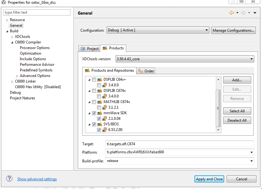 CCS/AWR1843BOOST: Error in the demo project after importing from the Resource explorer - Sensors ...