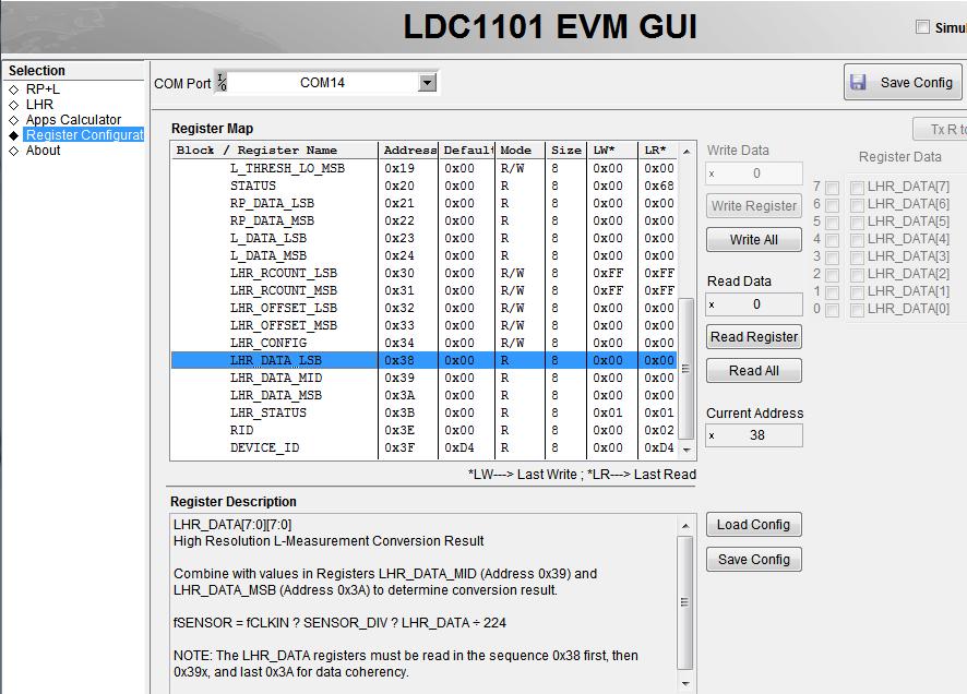 Registers map in LDC1101 GUI... - Sensors forum - Sensors - TI E2E support forums