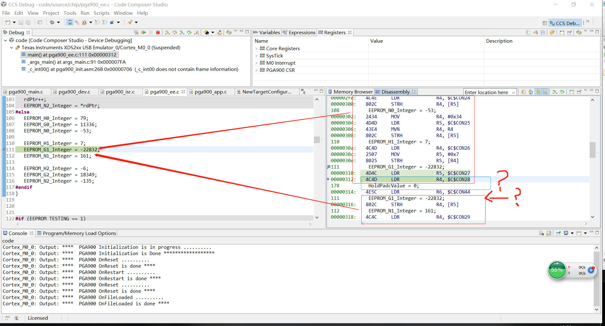 CCS/PGA900: PGA900:DBUG error c language different of assembly - Sensors forum - Sensors - TI ...